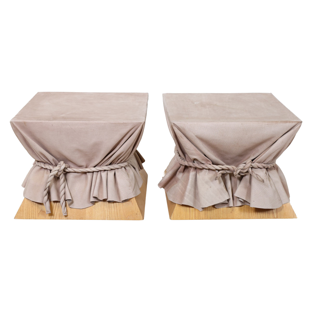 Pair of Wood Leather Wrapped Side Tables | Vintage Furniture – Scout ...